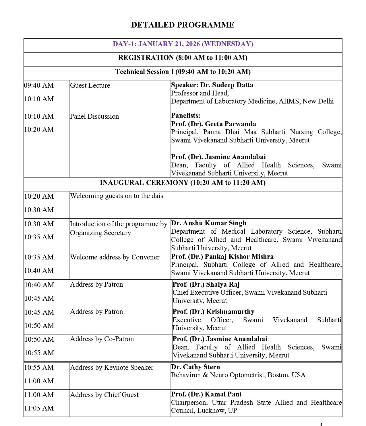 Subharti Seminars Conference
